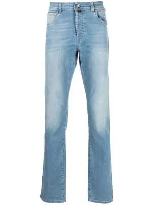 BILLIONAIRE Embroidered Straight-leg Jeans