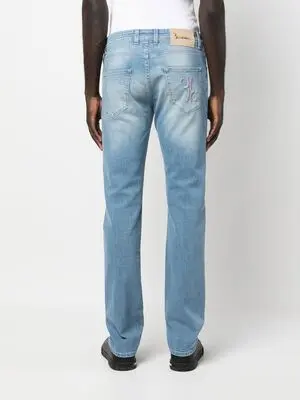 BILLIONAIRE Embroidered Straight-leg Jeans