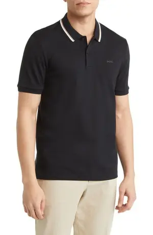 BOSS Penrose Tipped Polo - Blk