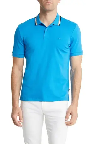 BOSS Penrose Tipped Polo Bright Blue