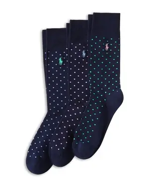 Polo Ralph Lauren Dot Crew Socks - Pack Of 3 Blue Navy