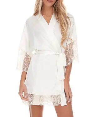 Flora Nikrooz Gabby Satin Kimono Robe - Ivory