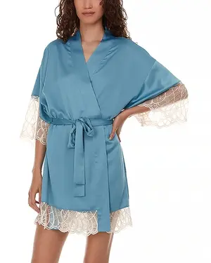 Flora Nikrooz Gabby Satin Kimono Robe Teal