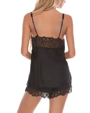 Flora Nikrooz Gabby Satin Cami Short Set - Black