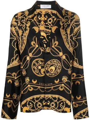 MARINE SERRE Chain-print Silk Shirt