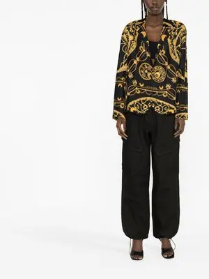 MARINE SERRE Chain-print Silk Shirt