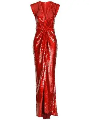 Dolce & Gabbana Sequin-embellished Draped Gown - Red