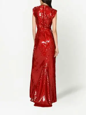 Dolce & Gabbana Sequin-embellished Draped Gown - Red
