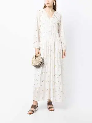 BAMBAH Polka Dot Pattern Kaftan - White