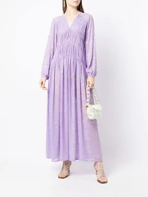 BAMBAH Polka-dot Print Long Dress - Purple