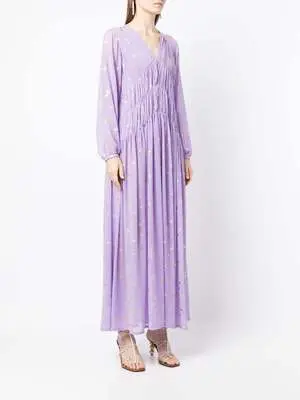 BAMBAH Polka-dot Print Long Dress - Purple