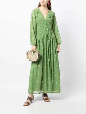 BAMBAH Polka Dot-print V-neck Kaftan - Green