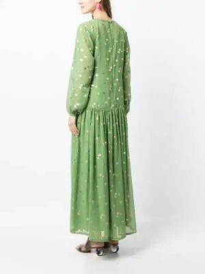 BAMBAH Polka Dot-print V-neck Kaftan - Green
