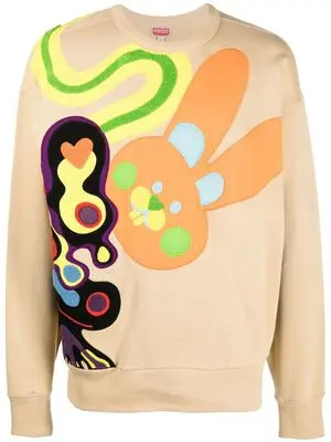 Kenzo Appliqué-detail Sweatshirt - Neutrals