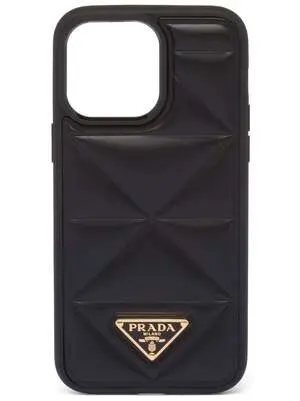 Prada Leather Iphone 14 Pro Max Case - Black | Editorialist