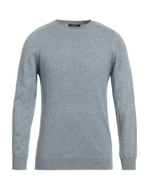 Alpha Studio Solid Round Neck Sweater - Sky Blue
