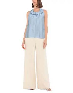 Giorgio Armani Ruched Woven Top - Sky Blue