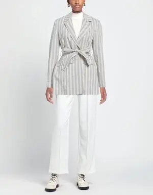 SUOLI Striped Blazer With Belt - Beige