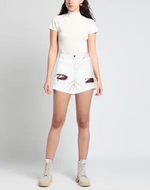 Just Cavalli Denim Shorts With Leather Trim