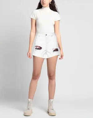 Just Cavalli Denim Shorts With Leather Trim