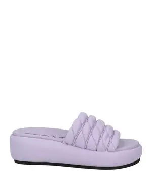 STRATEGIA Lilac Quilted Wedge Slides - Purple