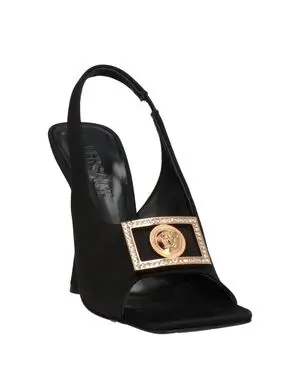 Versace Sandals With Rhinestone Embellishment - Black