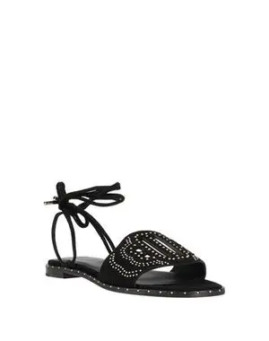 Maje Leather Sandals With Studs And Tie Fastening