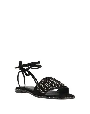 Maje Leather Sandals With Studs And Tie Fastening