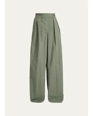 Dries Van Noten Pamplona Pleated Wide-leg Pants - Sage