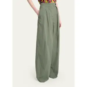 Dries Van Noten Pamplona Pleated Wide-leg Pants - Sage