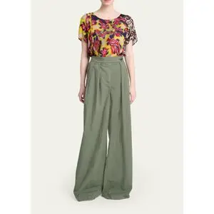 Dries Van Noten Pamplona Pleated Wide-leg Pants - Sage