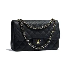 Chanel Large Classic Handbag Grained Calfskin & Gold-tone Metal — Fashion