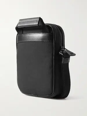 Moncler Logo-appliquéd Leather-trimmed Canvas Pouch