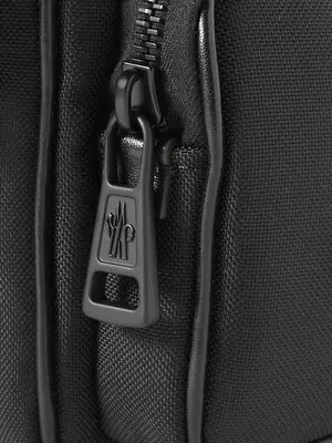 Moncler Logo-appliquéd Leather-trimmed Canvas Pouch