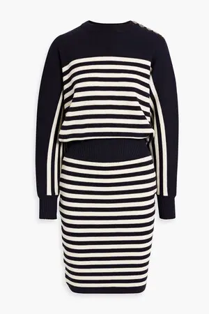 Alexandre Vauthier Striped Ribbed Wool Dress