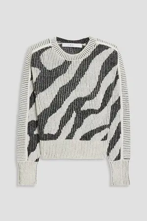 IRO PARIS Ribbed Jacquard-Knit Sweater Off-white