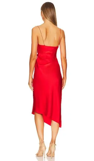 alice + olivia asymmetric slit midi dress HARMONY ASYMMETRICAL SLIP SCARF DRESS in FRENCH BLUE