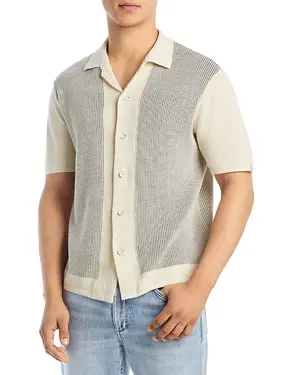 Rag & Bone Harvey Knit Camp Shirt - Ivory Black