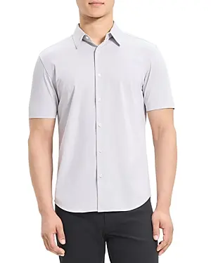 Theory Irving Short-sleeve Shirt In Structure Knit Vapor