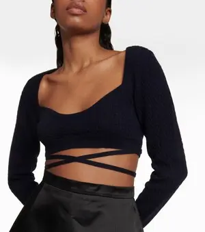PATOU Cropped Wool And Cashmere Sweater - Black