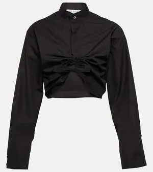 Alaïa Cropped Cotton Shirt - Black