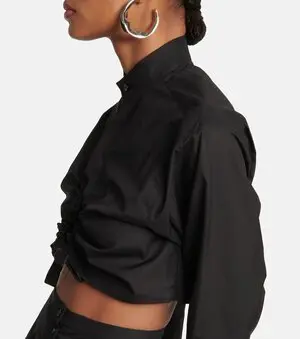 Alaïa Cropped Cotton Shirt - Black