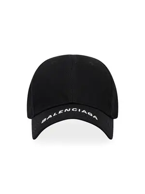 Balenciaga Men's Logo Visor Cap - Black  - Black