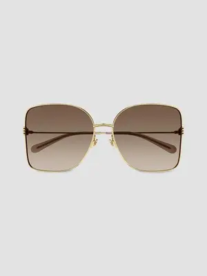 Gucci 60mm Butterfly Sunglasses - Gold