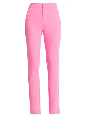 Cinq À Sept Kerry Crepe Straight-leg Pants Neon Pink