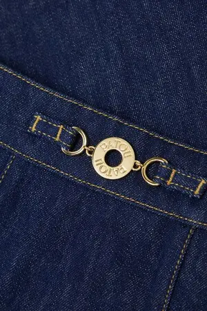 PATOU Embellished Topstitched Denim Mini Skirt - Blue