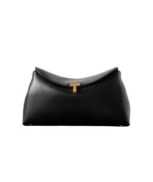 TOTEME T-lock Leather Clutch - Black