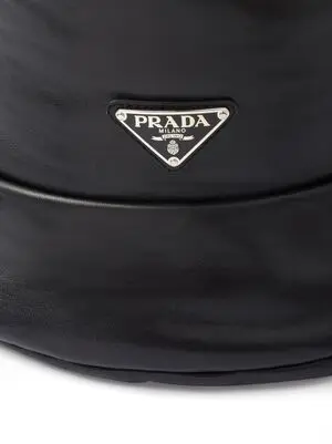 Prada Enamelled-logo Nappa Leather Bucket Hat