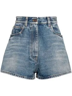 Prada Triangle-logo Denim Shorts