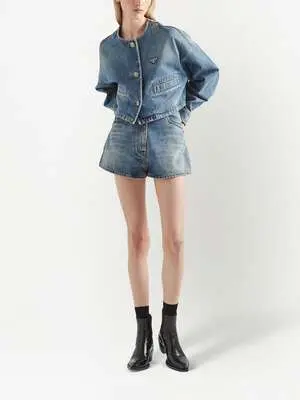 Prada Triangle-logo Denim Shorts